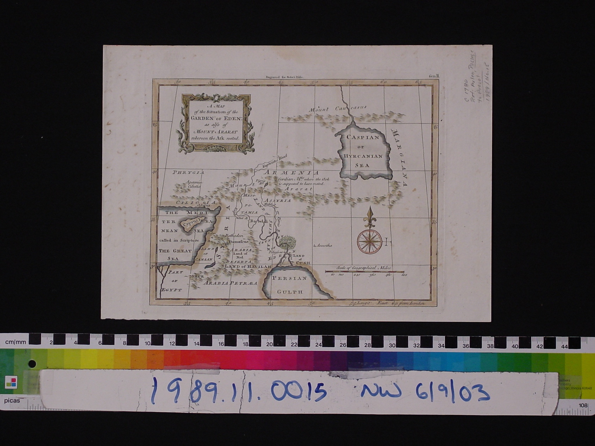 Map: Situation of the Garden of Eden: as also of Mount Ararat whereon ...