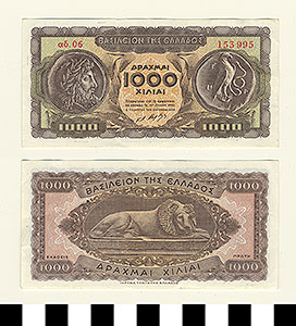Bank Note: Greece, 1,000 Drachmai, Search the Collection, Spurlock ...