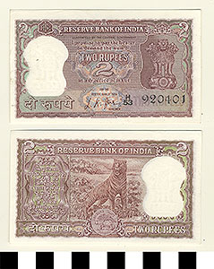Bank Note: Republic of India, 2 Rupees, Search the Collection, Spurlock ...