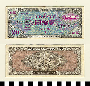 Bank Note: Japan Allied Military Currency, 20 Yen, Search the ...