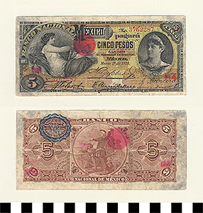 Bank Note: Mexico, 5 Pesos, Search the Collection, Spurlock Museum, U of I